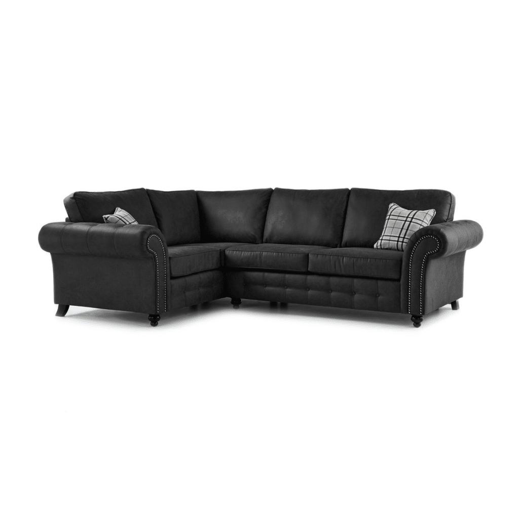Oakland Left Hand Corner Sofa Black – Sofa Sense